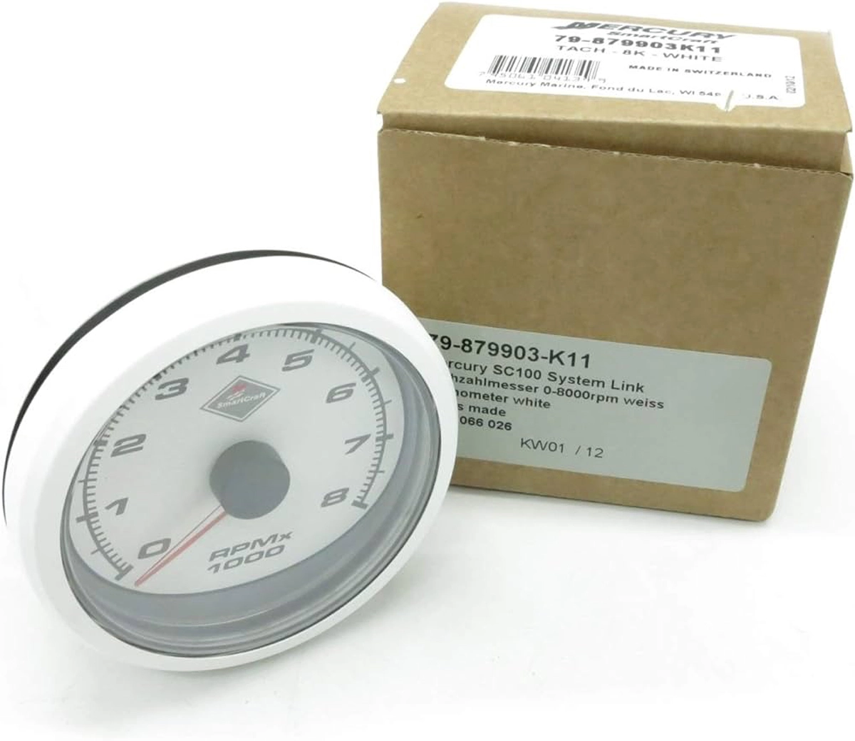 Relógio Tacometro RPM Smartcraft Branco Mercury